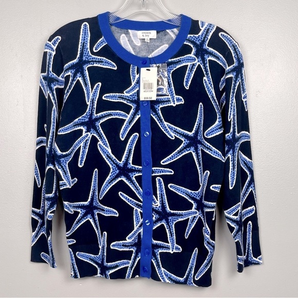 crown & ivy | Sweaters | Crown Ivy Blue Starfish Cardigan | Poshmark